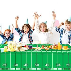 97 PCS Football Party Supplies Tableware Set Football Theme Party Decorations Including Paper Plates Napkins Cups Touchdown Tablecloth for Football Birthday Party, 24 Guests