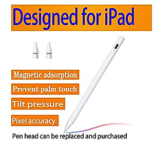 Stylus Pen with Tilt Sensitive & Palm Rejection, Active Pencil Compatible with (2018-2022) Apple iPad Pro 11/12.9 Inch, iPad 10.2 7/8/9th Generation, iPad Air 3rd/4th, iPad Mini 5/6th Gen