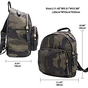 Women Nylon Backpack Anti-theft Fashion Casual Lightweight Travel Shoulder Bag Waterproof Bag (Camo)