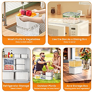 Yunaeduo Fruit Storage Containers for Fridge - 5PCS Food Storage Containers with Lids - Produce Containers for Fridge with Removable Colander - Keep Berry Fruit Vegetable Food Meat Fresh Longer