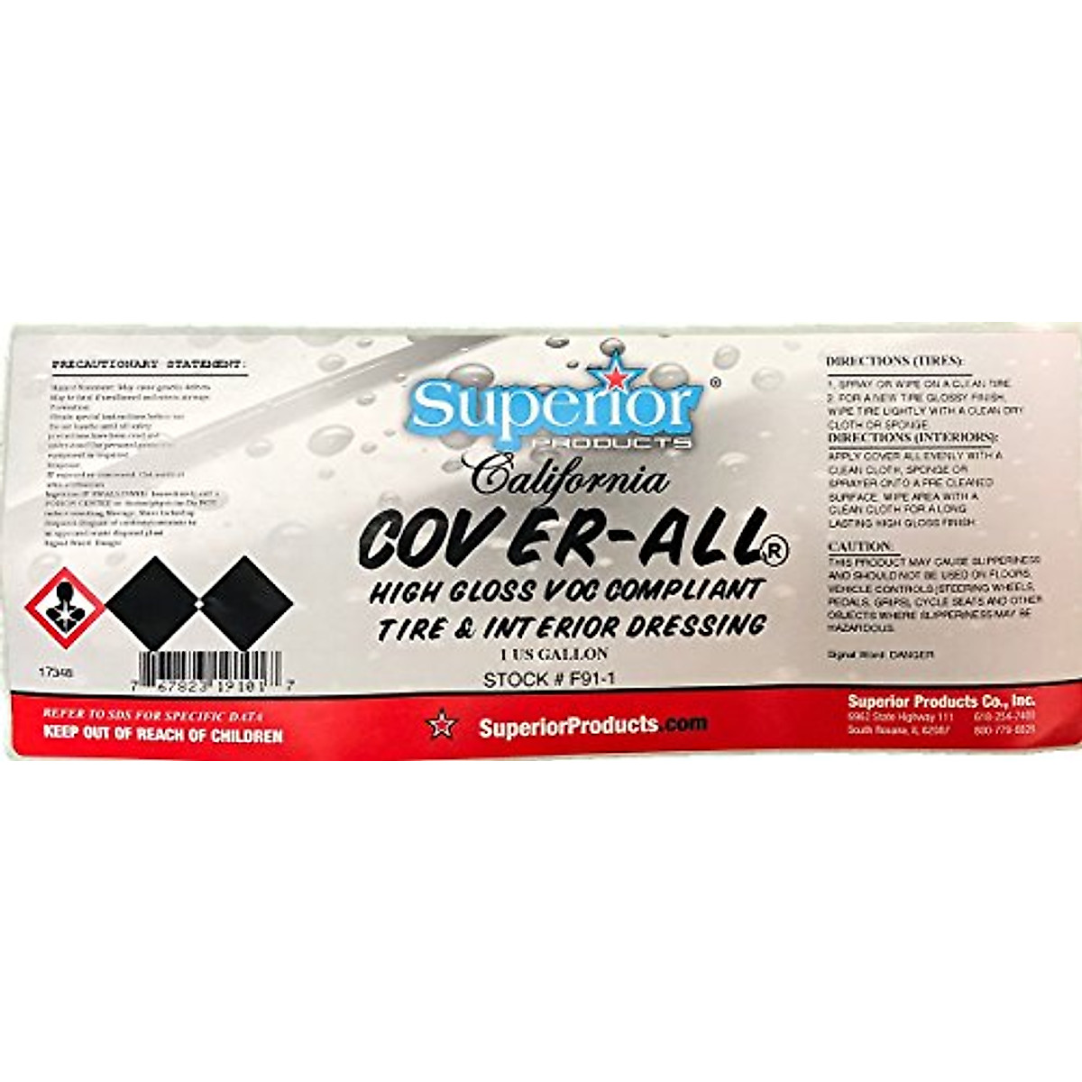 California Cover All – Automotive Tire Shine Spray & Professional Grade Tire Dressing - High Gloss - Water Repellent & Made in America (1 Gallon)