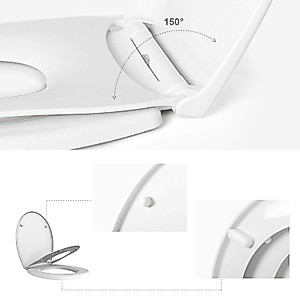 Todeco Toilet Seat with Built in Potty Training Seat, 2-in-1 Round Family Toilet Seat Cover for Toddlers & Adults,Slow Close & 1-Click Remove,White