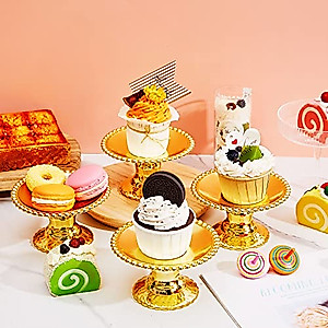 24 Pcs Gold Cake Stand Plastic Cake Plate Mini Cupcake Stand Gold Dessert Stand Cupcake Serving Plate Stand Display Cake Display Stand Cupcake Holder for Party Table Birthday Wedding Baby Shower