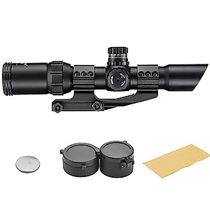 Barska Compact Rifle Scope Red/Green Illuminated Mil-Dot Reticle with Cantilever Rings - 1-4x28