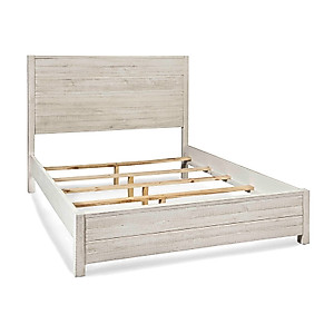 Grain Wood Furniture Montauk Solid Wood Bed, Queen Size, Rustic Off-White