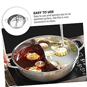Mikinona Stainless Steel Mandarin Duck Pot Ramen Set Korean Pots for Cooking Japanese Chocolate Separate Pot Divided Hot Pot Cooker Chinese Cooking Pots Silver Food Cooking Hot Pot Soup Pot