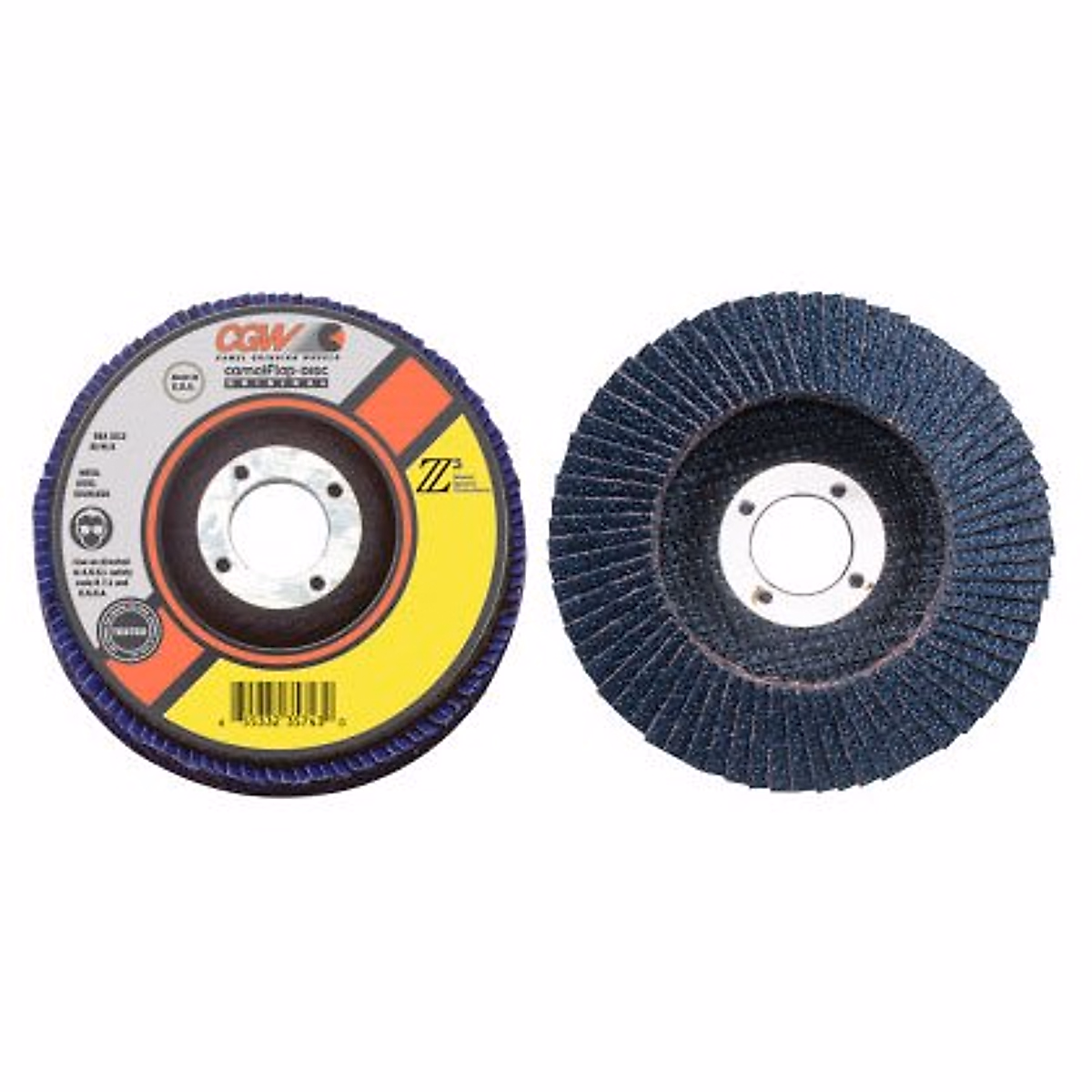 Flap Discs, Z3-100% Zirconia, XL, 4 1/2", 60 Grit, 7/8 Arbor, 13,300 RPM, T27 (10 Pack)