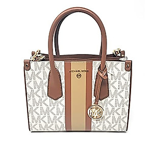 Michael Kors Center Stripe Maple Small Crossbody Satchel, Vanilla/Luggage