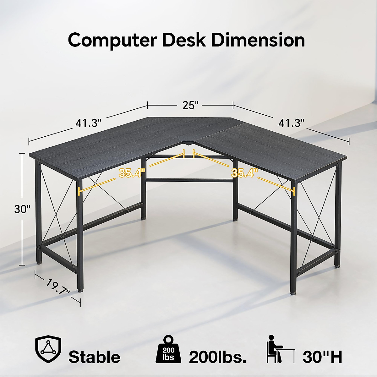 Mr IRONSTONE L Shaped Desk, 59" Computer Gaming Desk, Corner Desk for Home Office Desks, Easy to Assemble & Space-Saving Workstation Desk - Black