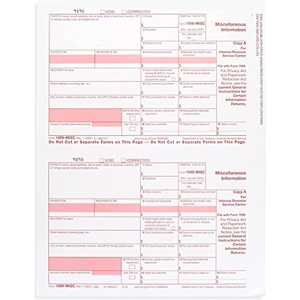 1099 Misc Forms 2022, 4 Part Laser Tax Forms Kit for 25 Vendor with 25 Self-Seal Envelopes, Designed for QuickBooks and Accounting Software