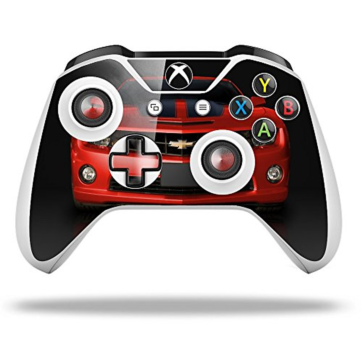 WraptorSkinz Decal Vinyl Skin Wrap compatible with XBOX One S/X Controller - 2010 Chevy Camaro Victory Red - Black Stripes on Black (CONTROLLER NOT INCLUDED)