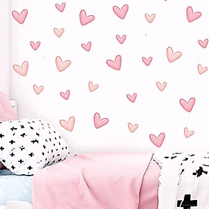 80pcs Pink Heart Shape Wall Stickers for Bedroom Living Room Girls Room Decoration Kids Room Baby Nursery Room Wall Decals Interior Wallpaper PVC Murals