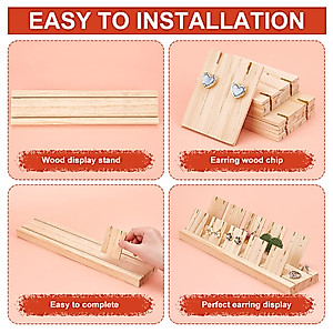 PH PandaHall Earring Holder Stands Jewelry Display Wood Earring Necklace Stands with 10pcs Earring Cardboard Wood Earring Display Stands for Selling Earring Showing Jewelry Displaying Business Card