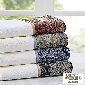 Madison Park - MP73-5310 Aubrey 6 Piece Jacquard Set for Bathroom, 2 Bath Hand Towels, 2 Washcloths, Spa Luxurious Textured Design, See Below, Blue