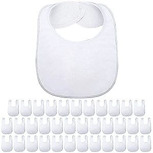 Geyoga 36 Pcs Sublimation Blanks Baby Bibs Bulk Sublimation Feeder Washable Baby Bib for DIY (White)