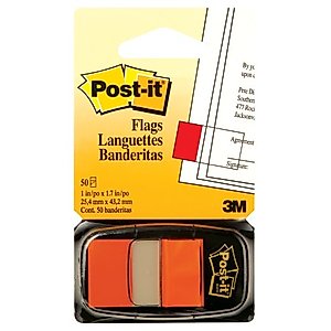 Post-it Flags, Orange, 1-Inch Wide, 50/Dispenser, 1-Dispenser/Pack