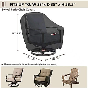 CVFERQE Swivel Patio Chair Cover Waterproof 2 Pack(30W*34D*38.5H Inch ),Patio Swivel Chair Covers for Outdoor Furniture,Rocking Chair Covers Waterproof,Black