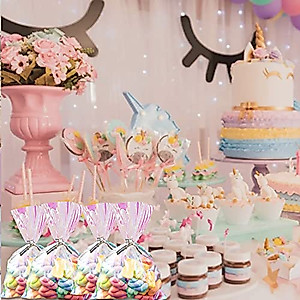 100pcs Cellophane Treat Bags, 4"x6" Iridescent Holographic Goodie Bags, Candy Bags Party Favors Bags with Twist Ties for Birthday Wedding Halloween Christmas, Valentines (4 x 6 inches (Pack of 100))