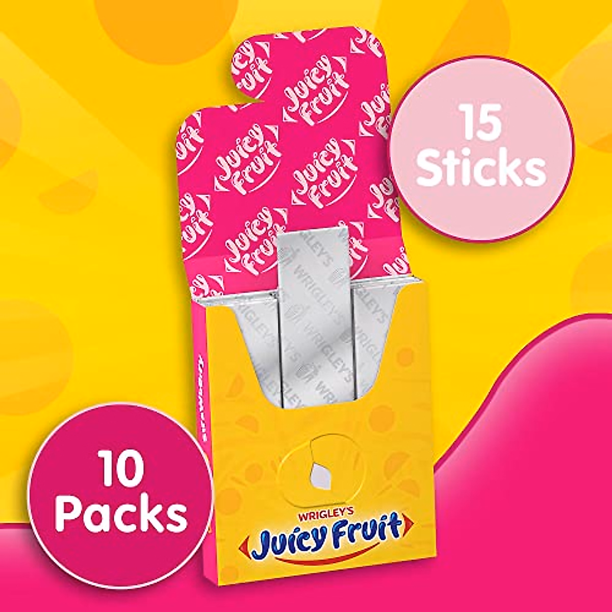 Juicy Fruit Gum (10 Pack) JUICY FRUIT & STARBURST Strawberry Chewing Gum Bulk Pack, 15 Stick