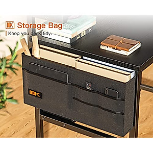 ODK Gaming Desk with Adjustable Monitor Stand (3.2", 4.3", 5.5"), 47 Inch Computer Desk with Storage Bag, Gamer Desk with Under-Desk Shelf, Simple Modern Style Laptop Desk for Small Space,Black