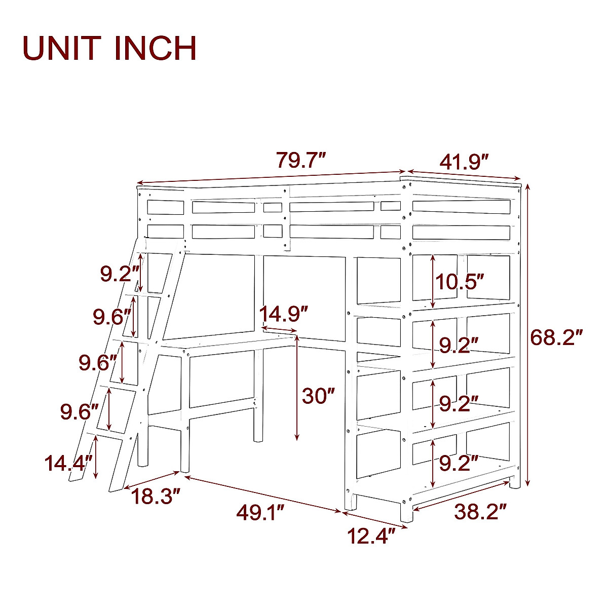 Harper & Bright Designs Twin Size Loft Bed with Desk Underneath Twin Loft Bed with Shelves and Ladder, Wood Loft Bed Twin for Kids Girls Boys,White
