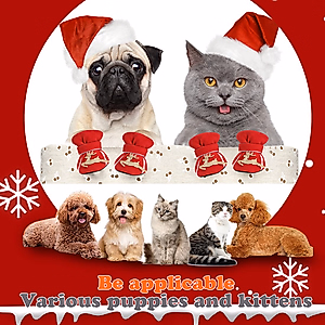 Kroiuain 2 Pairs Santa Red Detachable Closure Christmas Puppy Cute Dog Winter Shoes Boots (L)