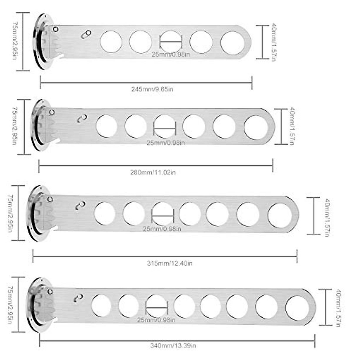 1 PCS Folding Wall Mounted Clothes Hanger Rack, Wall Clothes Hanger Retractable, Outdoor Indoor Swing Arm Laundry Hanger Dryer Rack Heavy Duty Coat Hook Clothing Hanging System Garment Rack, 8 Holes