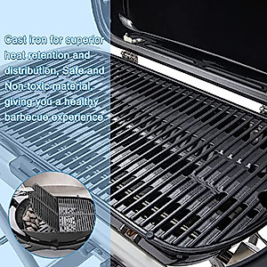 Adviace 6558 Cast Iron Griddle Plate and 7644/7582 Cast Iron Grill Grates for Weber Q100, Q120, Q140, Q1000, Q1200, Q1400 Grill Parts Accessories, 12.6 x 8.6 Inch Griddle, 17 x 12.7 Inch Grates.