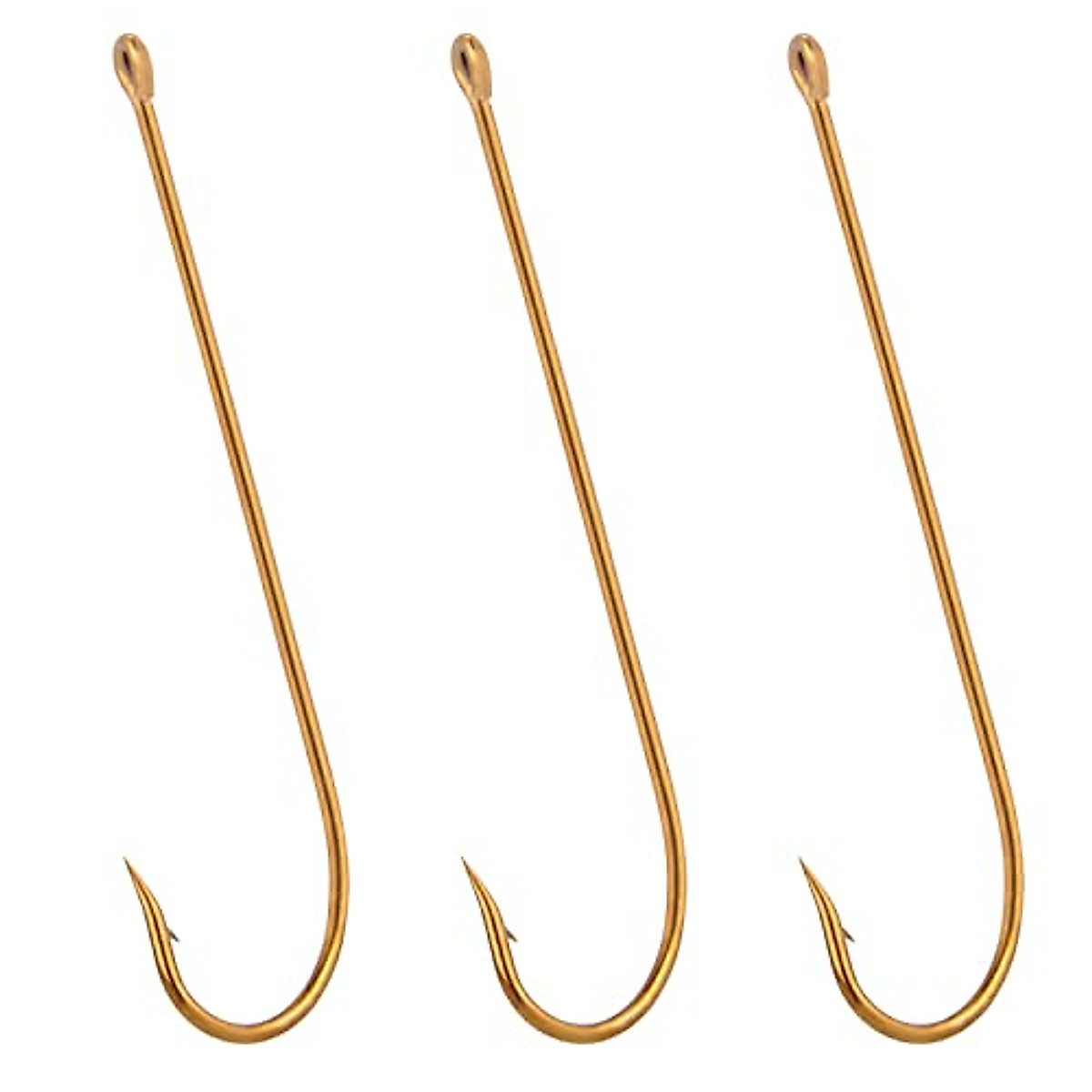 Dr.Fish 100 Pack Aberdeen Fishing Hooks Extra Long Shank Bronze Light Wire Offset Hooks High Carbon Steel Live Bait Hooks Freshwater Bass Crappie Walleye Panfish Rigs Size 6
