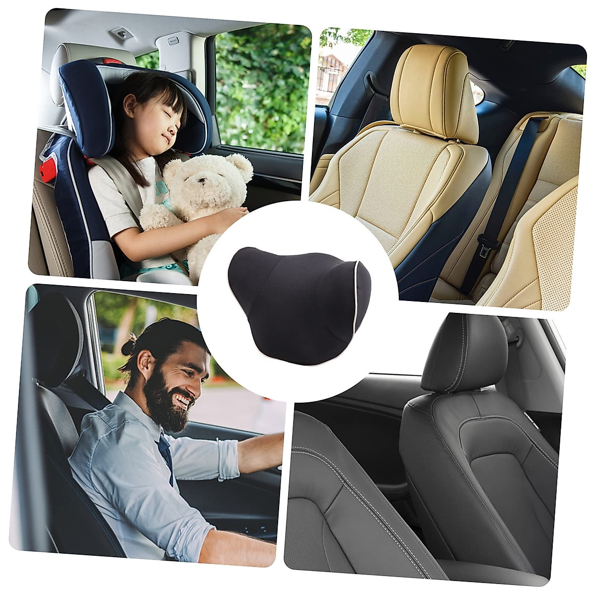 JEWEDECO Car Headrest Car Neck Cushion Headrest Cushion for Car Neck Support for Car Auto Car Cushion Seat Car Seat Carseat Head Rest Cushion Neck Guard Polyester Pillow Travel