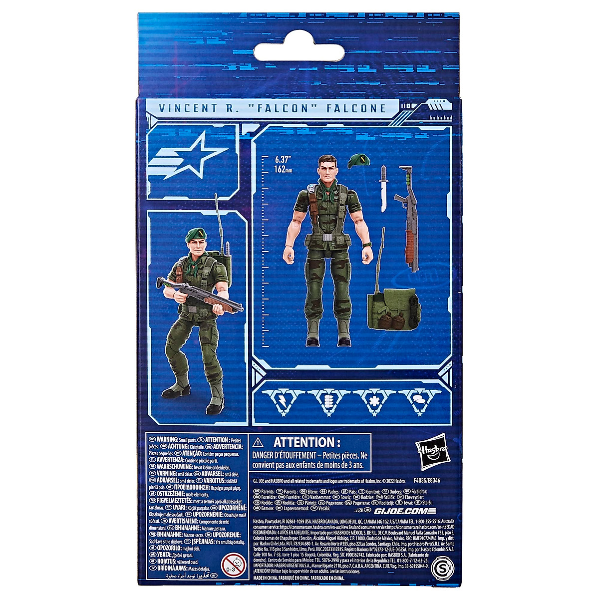 G.I. Joe Classified Series Vincent R. Falcon Falcone Action Figure 64 Collectible Premium Toy, Multiple Accessories, 6-Inch-Scale, Custom Package Art