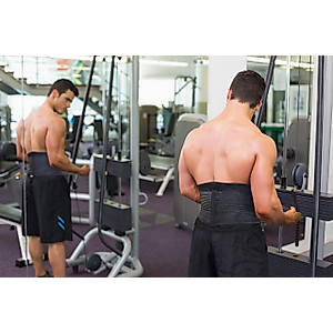 AllyFlex Sports Lumbar Support Belt for Men Back Brace for Lower Back Pain Relief, Dual Lumbar Sacral Pads, Adjustable Straps and Cooling Fabric (Medium)