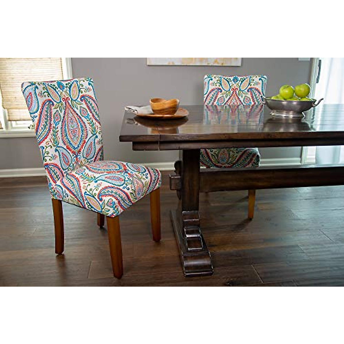 HomePop Parsons Classic Upholstered Accent Dining Chair, Set of 2, Colorful Paisley