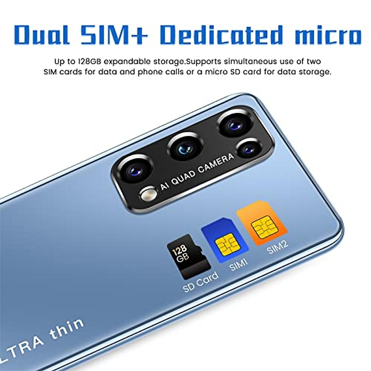 Unlocked Cell Phones, Android 10.0 1080P HD Camera Smart Phone, 1+8GB RAM, Fingerprint Unlocked Smartphones, 5.8inch Touch Screen Dual SIM Card Mobile Cell Phone for Father Mother Birthdays Gift, Blue