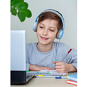 Link Dream Kids Headphones for School with Microphone Stereo On-Ear Folding 85/94dB Volume Control Child Headphones for Kids/Boys/Girls/iPad/Fire Tablet/PC/Travel, Blue