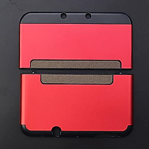 Aluminium Alloy Protective Case Front Back Faceplate Plates Top & Bottom Battery Housing Shell Case Cover Shockproof Hard Shell Skin for New 3DS XL LL Console 2015 - Red