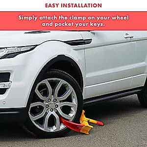 VaygWay Tire Clamp Universal Wheel Lock- Heavy Duty Security Metal Boot Stabilizer Anti Theft Wheel Chock Lock Car Trailer Wheel-Security Travel Locking Claw Auto- for Car Van Golf Cart SUV