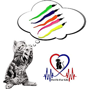 Pet Fit For Life Cat Wand Toy: 5-Piece Worm Teaser & Exerciser - Durable Flirt Pole/Cat Teaser Toy – Interactive Fun for Feline Fitness