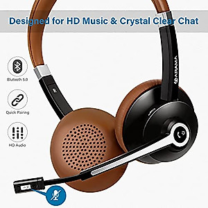 Bluetooth Headset V5.0, High Voice Clarity with Noise Canceling Mic 25Hrs Playtime Hands Free Wireless Headset for Cell Phones iPhone