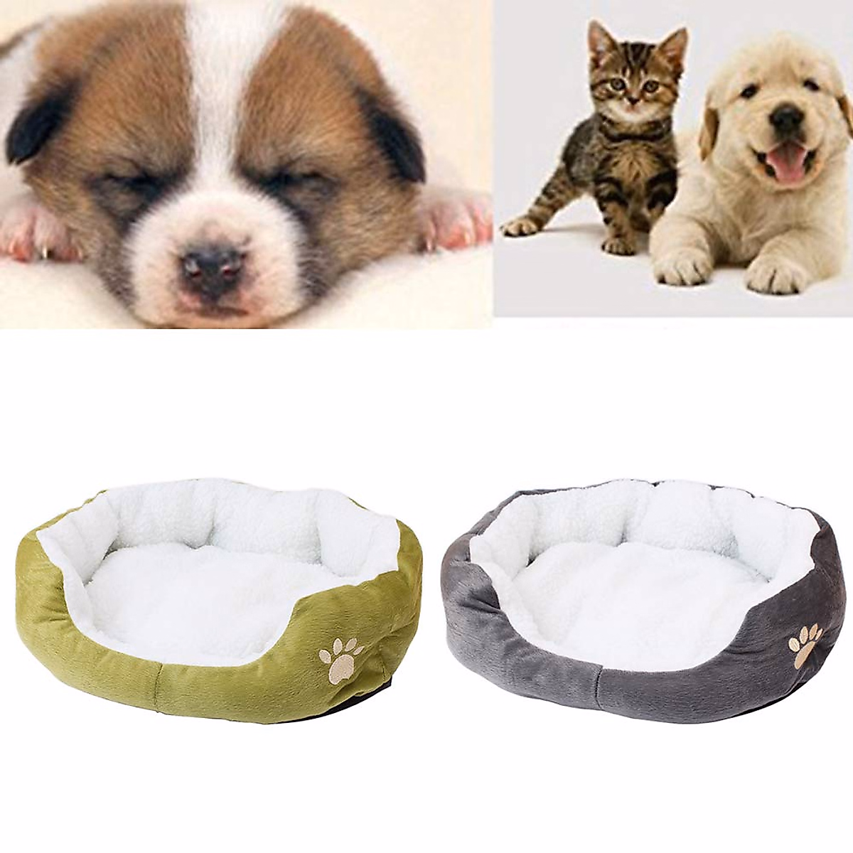 hbz11hl Round Soft Plush Cushion Pet Rest Sleeping Bed Mat Dog Cat Warm Kennel Pad Nest Pet Dog Bed | Orthopedic Ultra Plush Sofa-Style Couch Pet Bed for Dogs & Cats, Gray, Large Green S