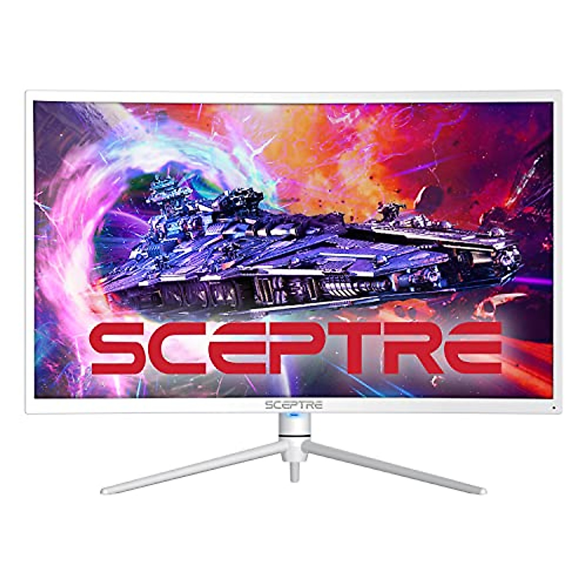 Sceptre 27" Curved Nebula White QHD 2K Monitor 2560 x 1440p up to 165Hz 1ms HDR1000 99% sRGB Ambient Light Sensor Luminous Backcover Lights Height Adjustable Build-in Speakers (C275B-QWN168W)