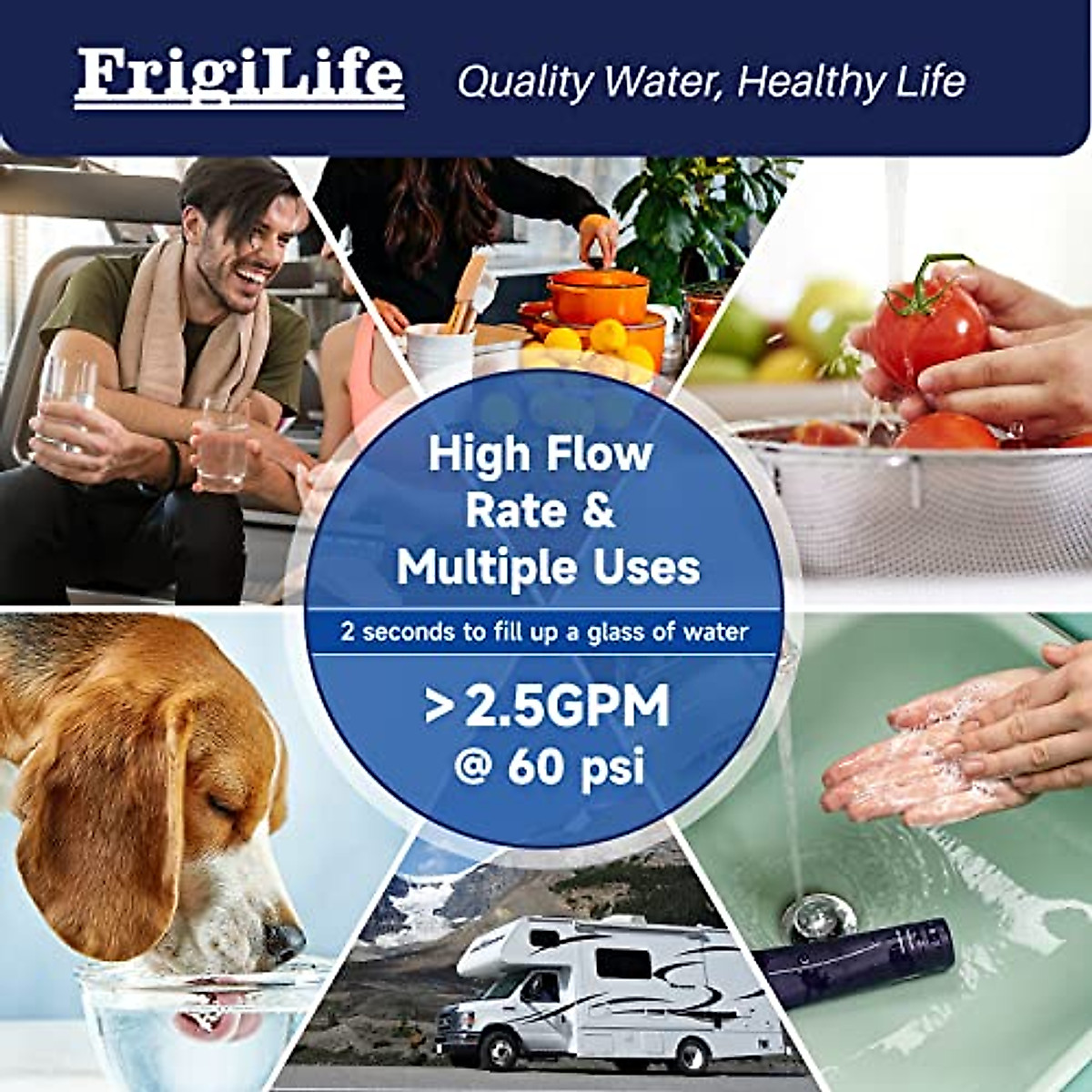 FrigiLife Ultra High Capacity Under Sink Water Filter System, 22K Gallons, Direct Connect, Removes 99.99% Chlorine, Large Particles, Bad Taste and Odor, NSF Certified