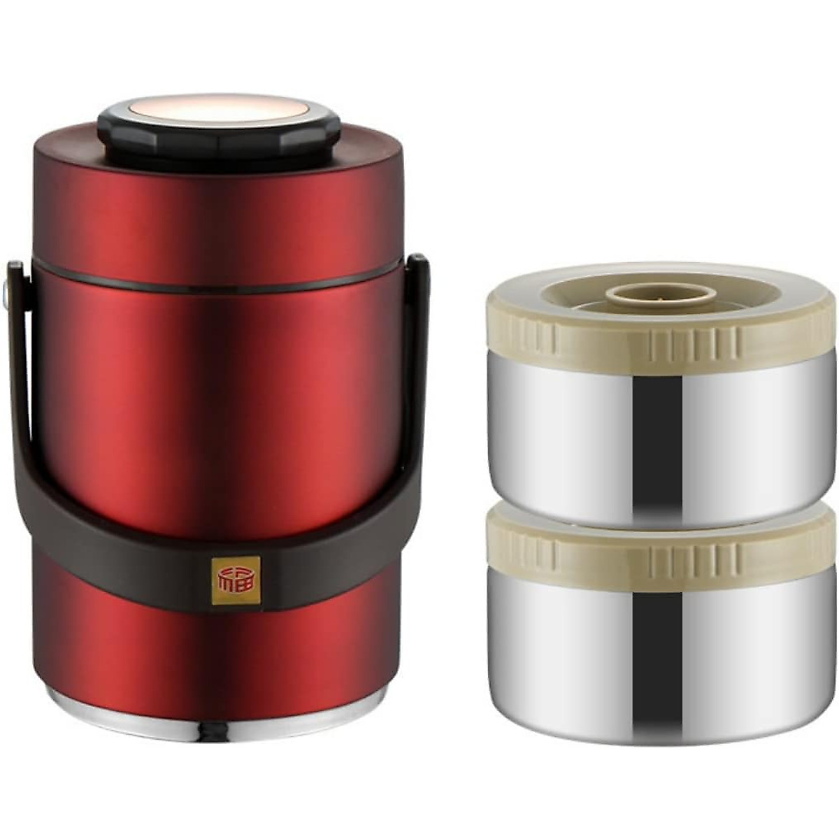 Thermos for Hot Food, 2 Tier Soup Thermos Container, Food Thermos, 304 Stainless Steel Vacuum Insulated Thermal Bento Lunchbox for Office School Camping Picnic Outdoors, 1500ml-Red