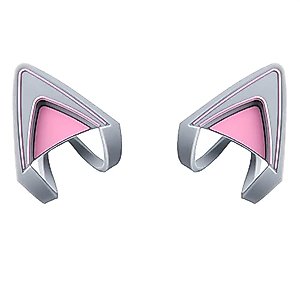HUYUN Silicone Headsets Cat Kitty Ears Lovely Attachable Accessory Perfect Compatible for SteelSeries Arctis 5, Bose NC700 QC35 Silver Gray White Mercury Headphones