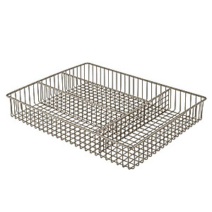 Spectrum Grid Modern Farmhouse Organizer & Utensil Holder, Rustic Kitchen Storage & Cutlery Tray, Silverware Drawer Organizer, Small, Satin Nickel