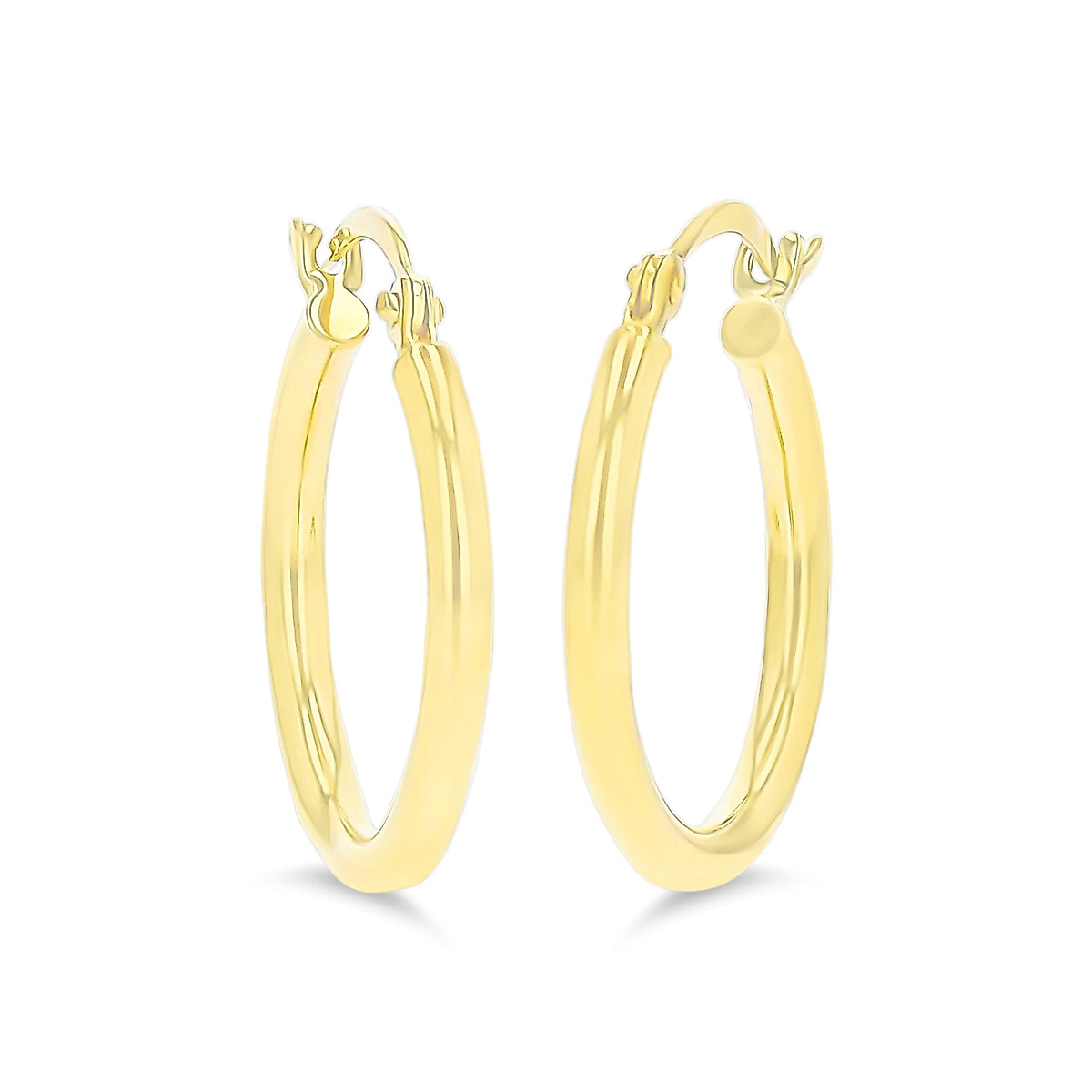 14k Yellow Gold Solid 2mm Tube Classic Polished Hoop Earrings, 2x15mm