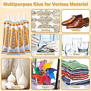 B7000 Adhesive Glue Rhinestone Kit, 4 x 15ML B-7000 Clear Craft Glue with Crystal Flatback Gems, Rhinestone Tools for Fabric, Cloth, Shoes, Nail Art, DIY Jewelry Making