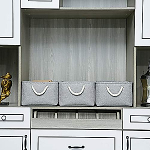 Foldable Storage Baskets for Organizing Sturdy Fabric Storage Bins for Shelves Storage Box with Handle for Home as Toy Clothes Storage (15.7x11.8x7.8 in)(Gray 3PCS)