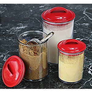 Calypso Basics by Reston Lloyd Acrylic Storage Canisters, Set of 3, Red