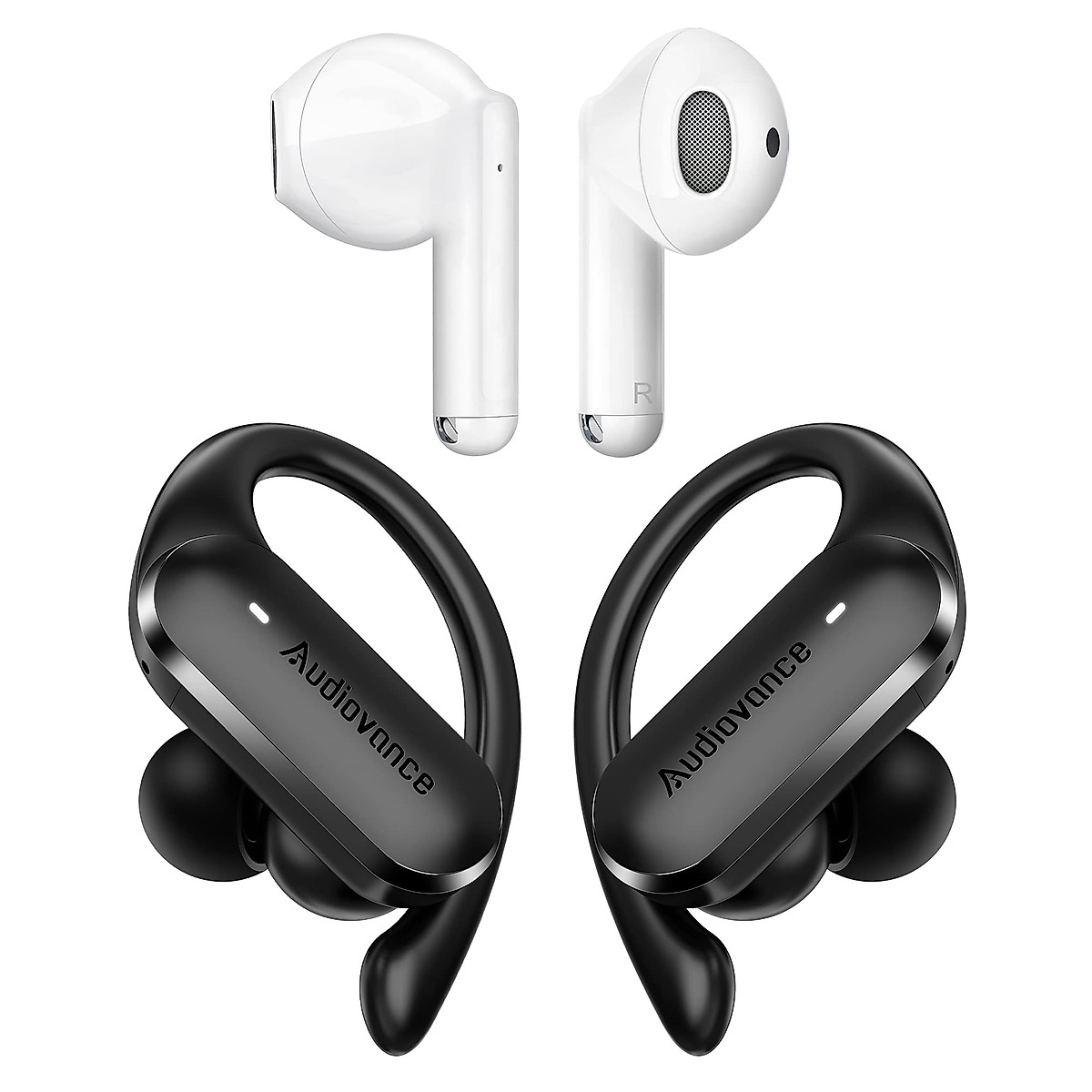 Audiovance 2 Sets Wireless Earbuds Bluetooth Headphones Ideal Gifts, Nature 301 & Speed 301, 2 Sets Wireless Ear Buds for iPhone & Android (SPNT 301)